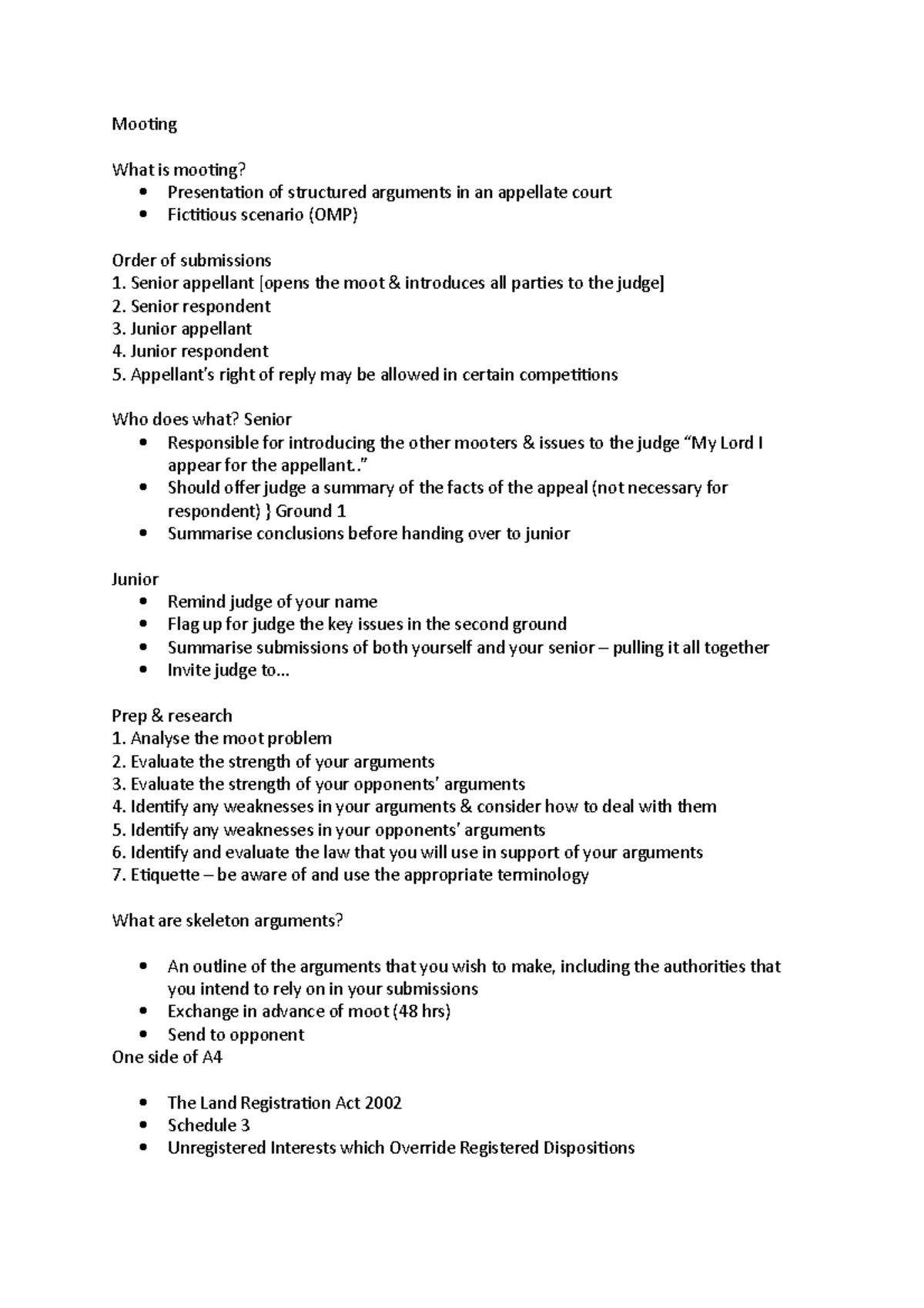 Mooting - Mooting What is mooting? Presentation of structured arguments ...