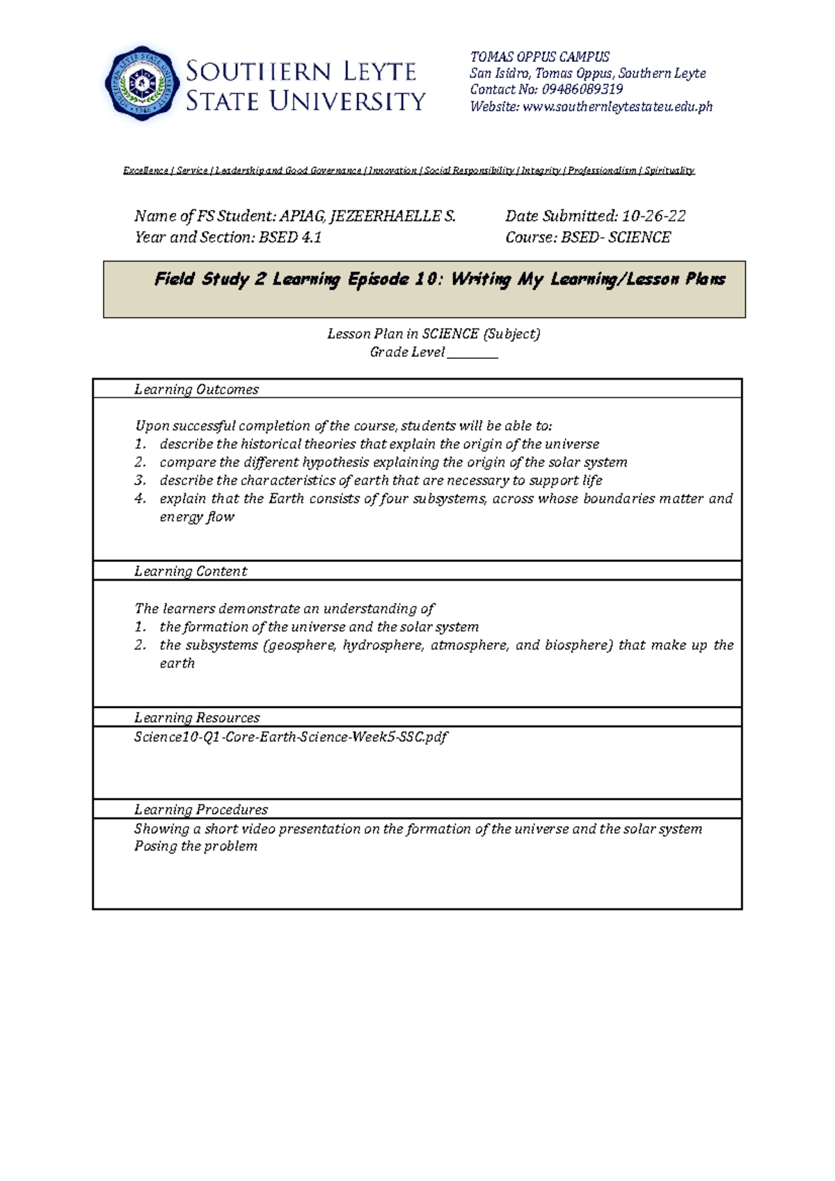 Fs2ep10-worksheet - nnn - Name of FS Student: APIAG, JEZEERHAELLE S ...