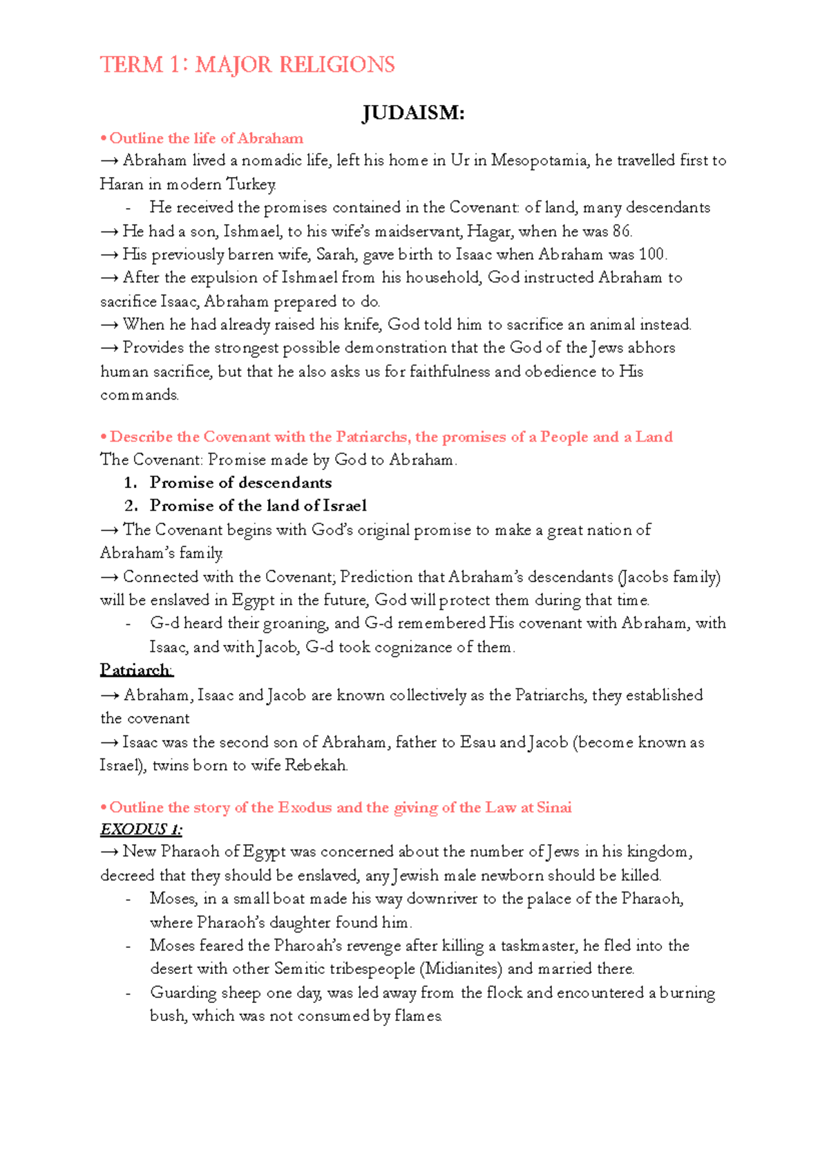 SOR II Judaism - JUDAISM: • Outline the life of Abraham → Abraham lived ...