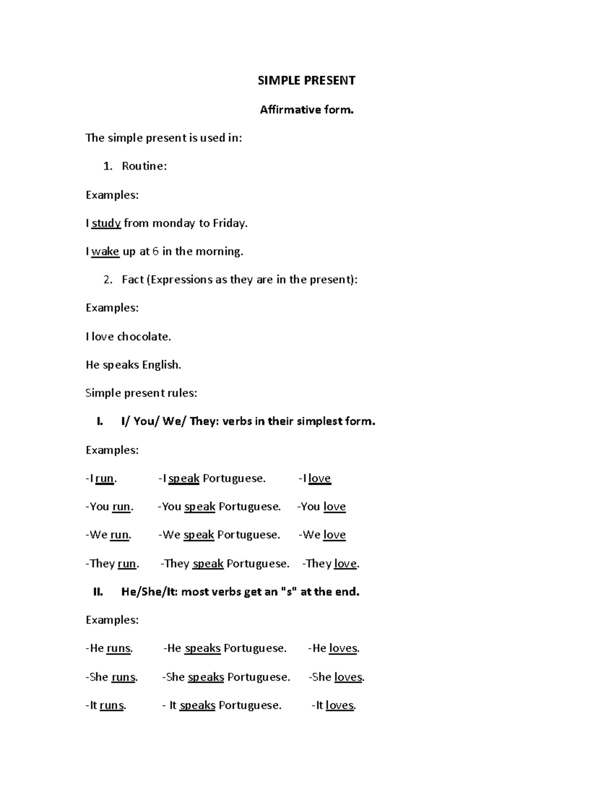 Simple Present - SIMPLE PRESENT Affirmative form. The simple present is ...