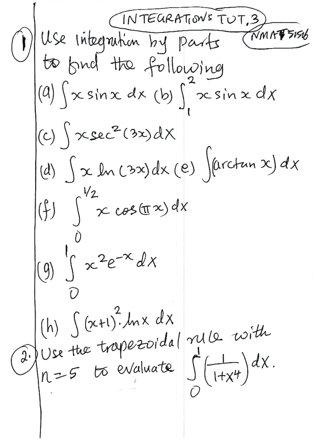 Tutorial 7 3-Integration - SMTH011 - Studocu