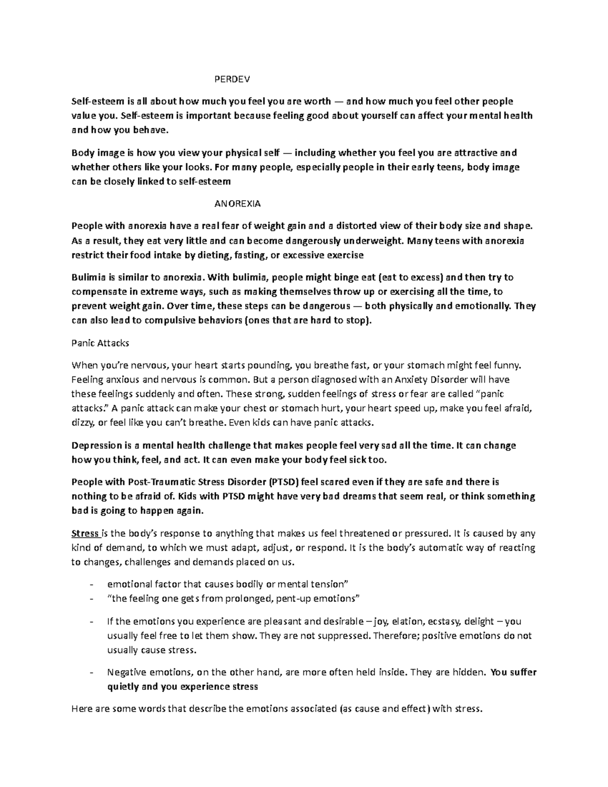 Perdev-lecture-4 - Study - PERDEV Self-esteem is all about how much you ...