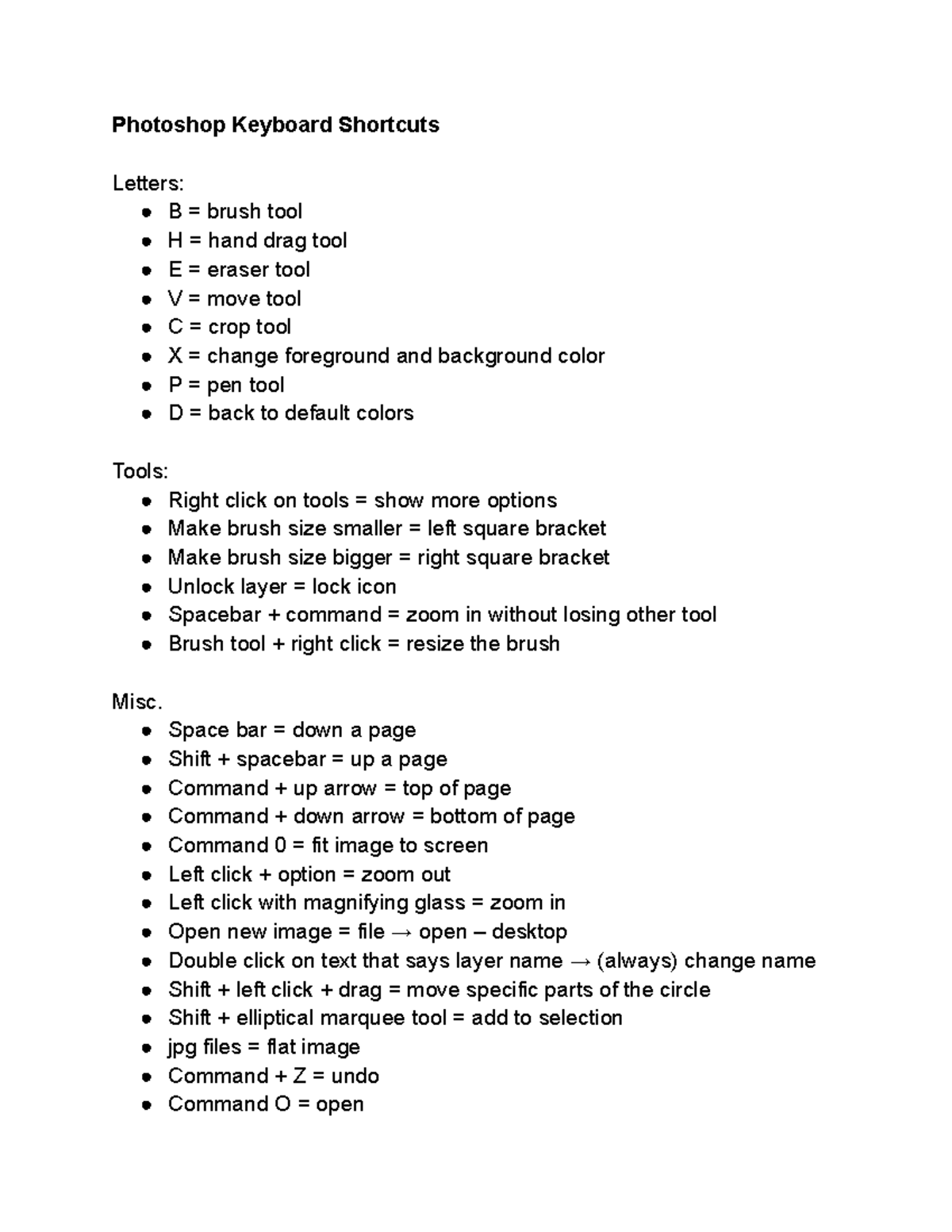Keyboard Shortcuts - Tips for using photoshop and speeding up the ...