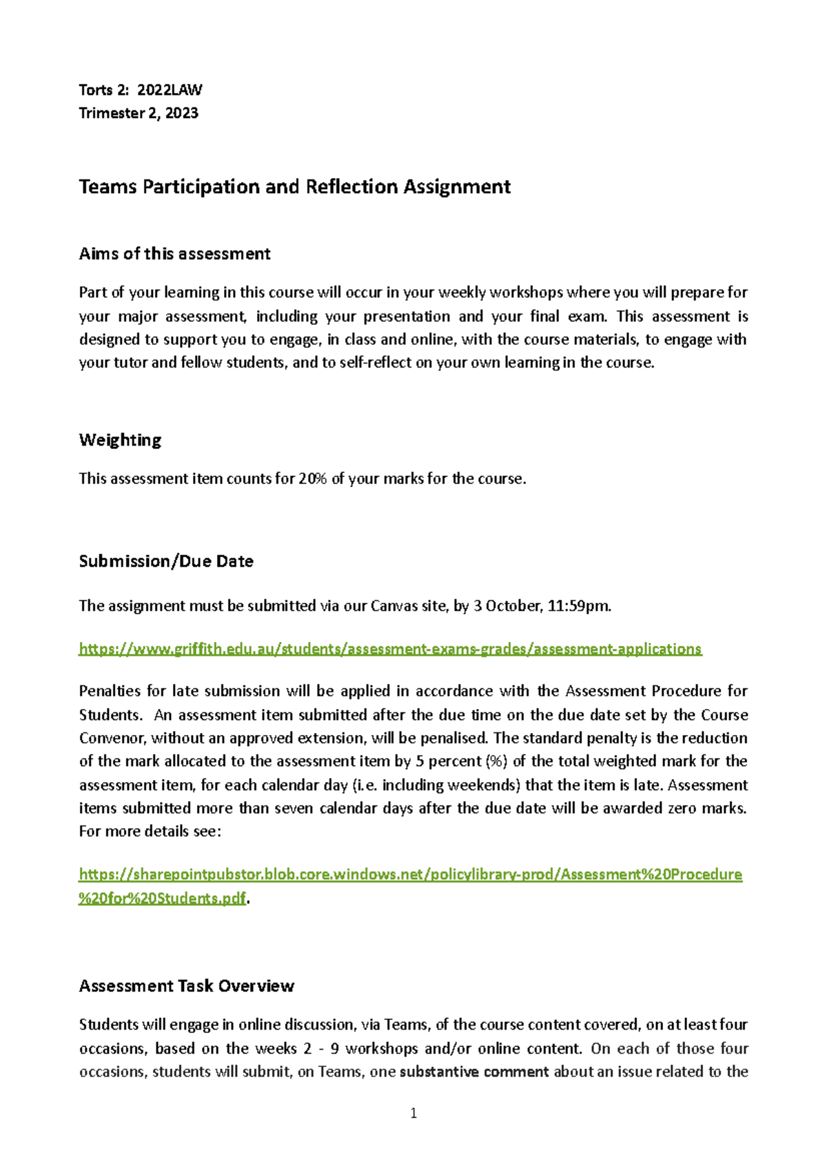 2022LAW Teams Participation Reflection Assignment Information 2023 ...