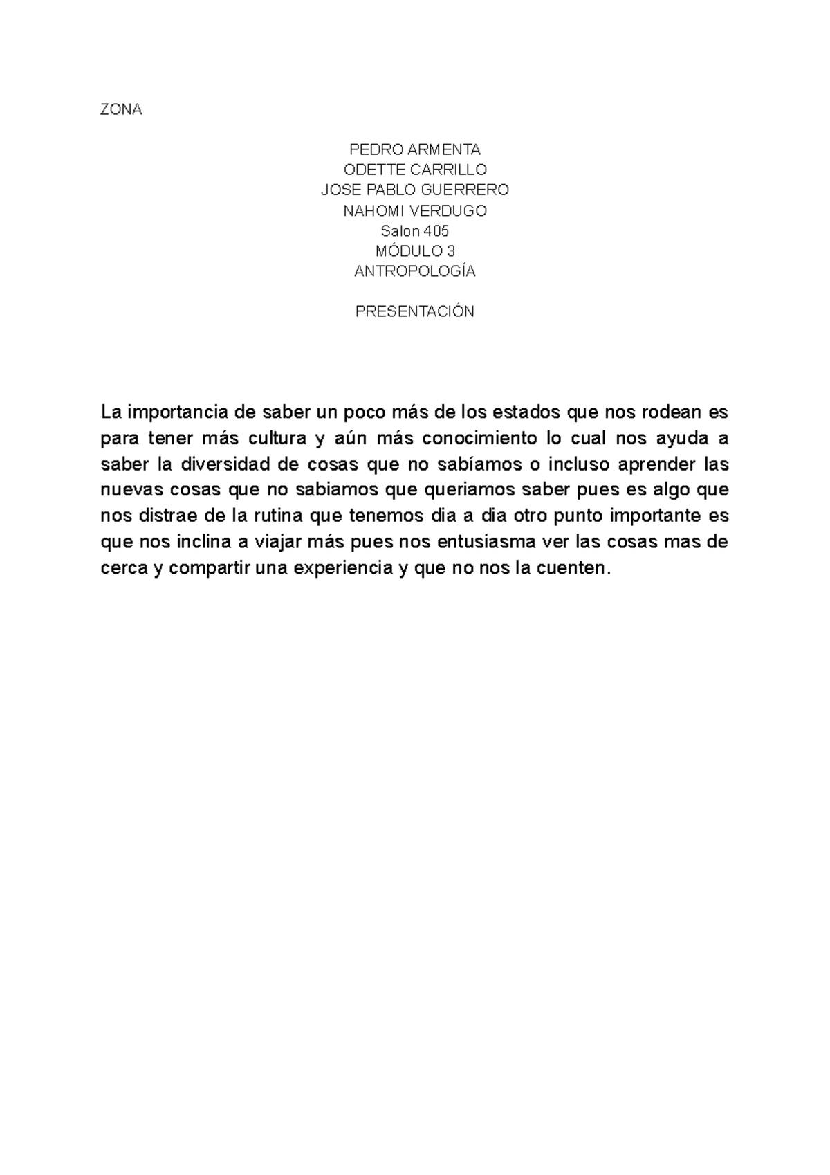 Antropologia - fgddd - ZONA PEDRO ARMENTA ODETTE CARRILLO JOSE PABLO ...