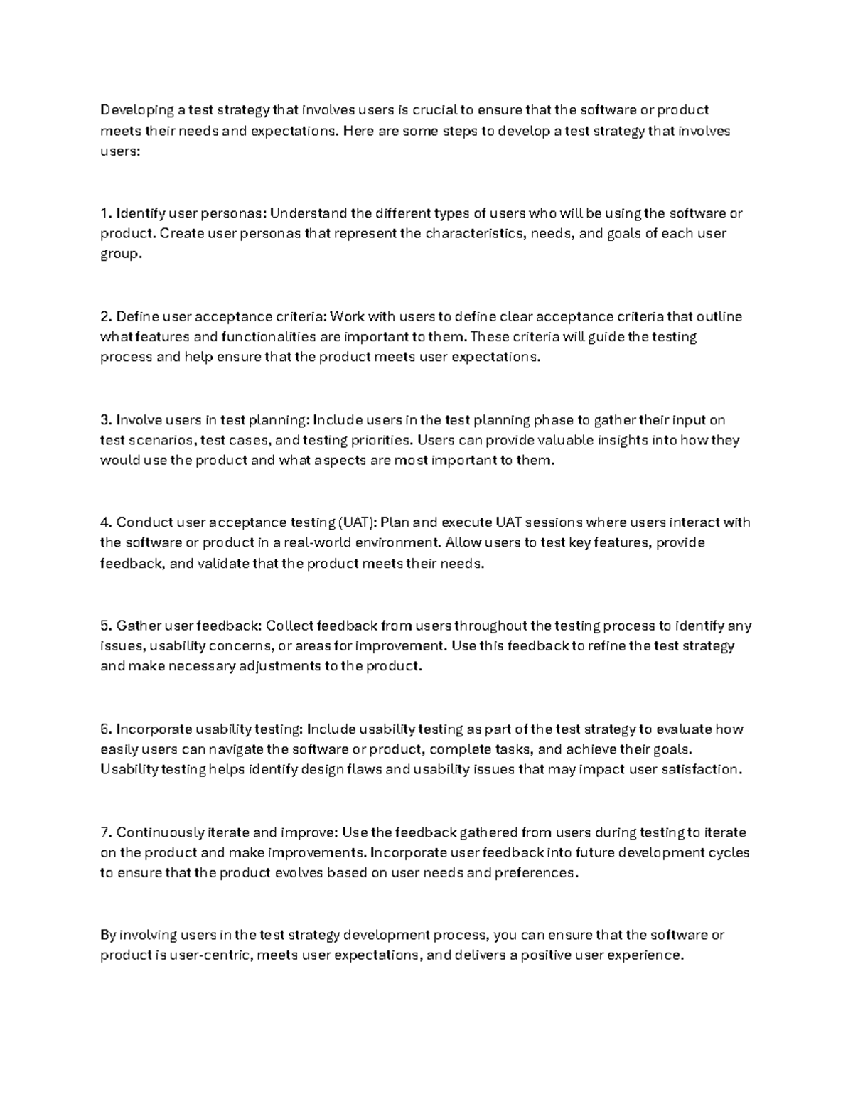 Developing a test strategy that involves users - Here are some steps to ...