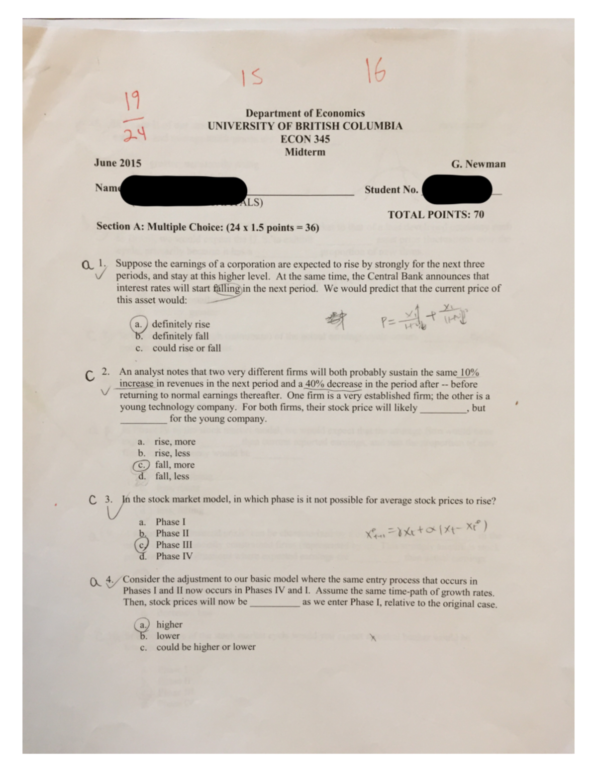 Midterm 30 June 2015, questions and answers - ECON 345 - Studocu