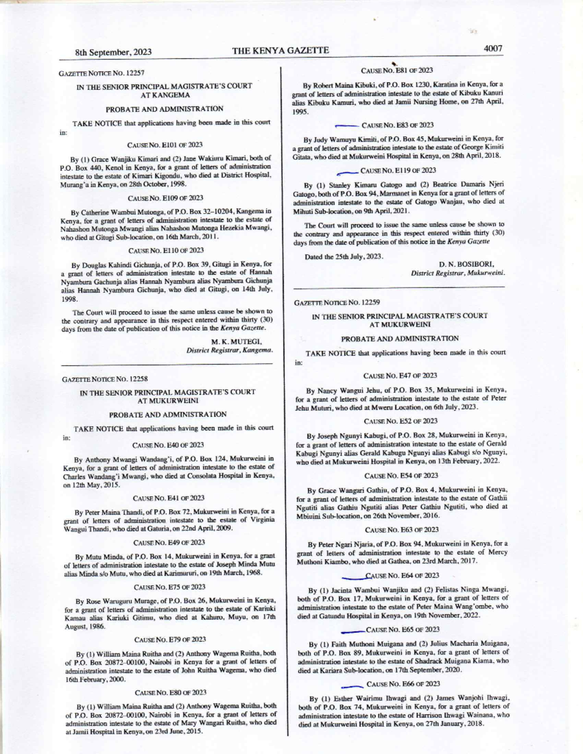 Gazette notice Gatogo - hm if u now u know - Commercial law - Studocu