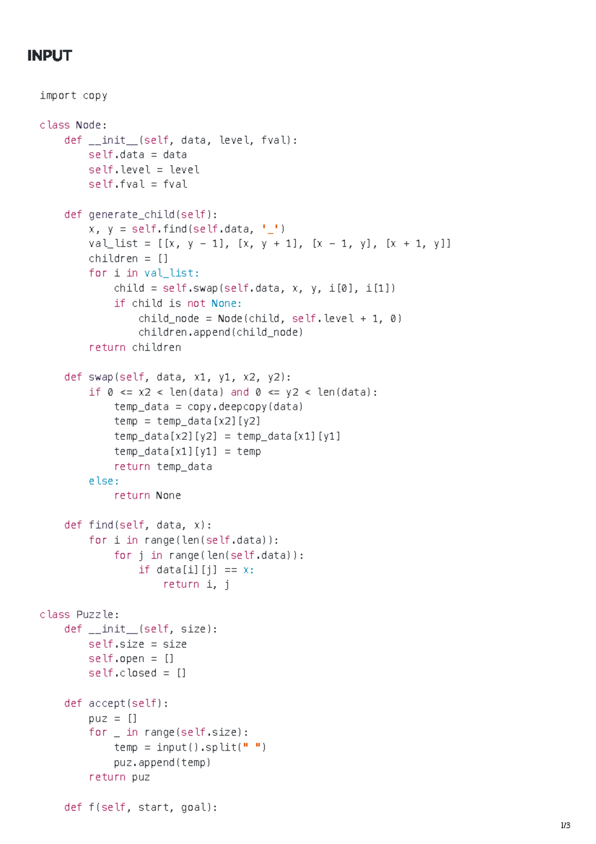 AI Assignment 3 code - 29/02/2024, 07:19 md2pdf - Markdown to PDF md2pdf.netlify 1/ INPUT import ...
