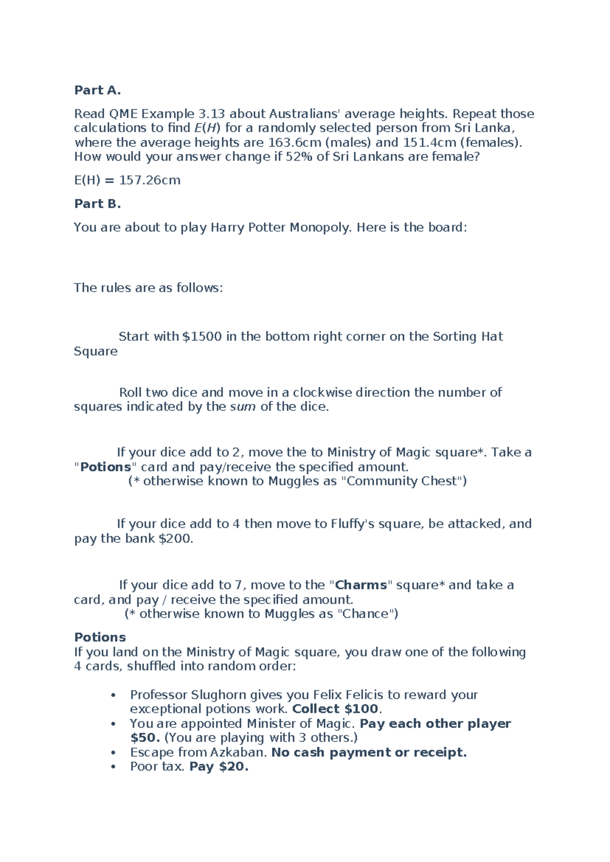 Week 4 pre quiz questions - Part A. Read QME Example 3 about ...