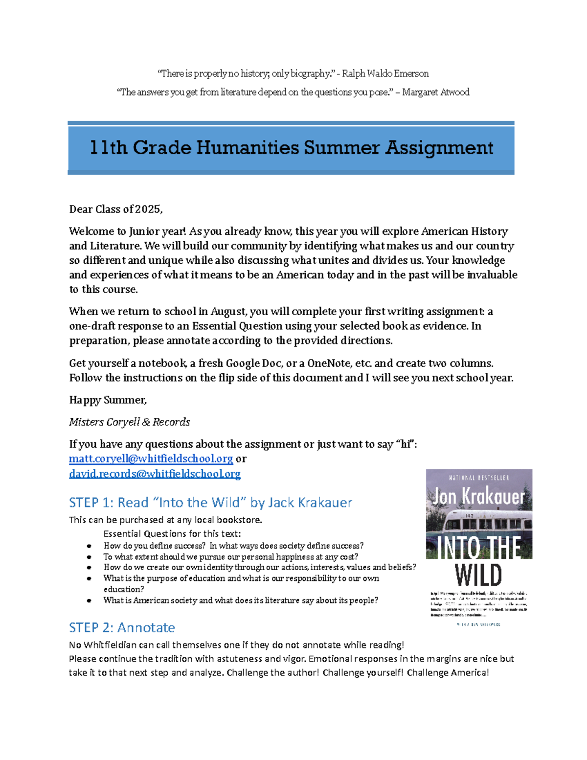 11th grade summer assignment 2023 - Studocu