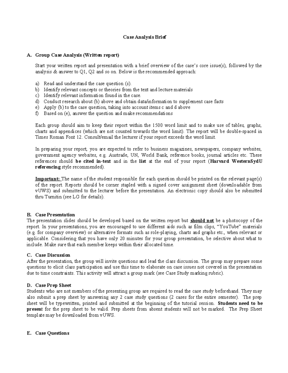 Case analysis brief introduction to international business - Case ...