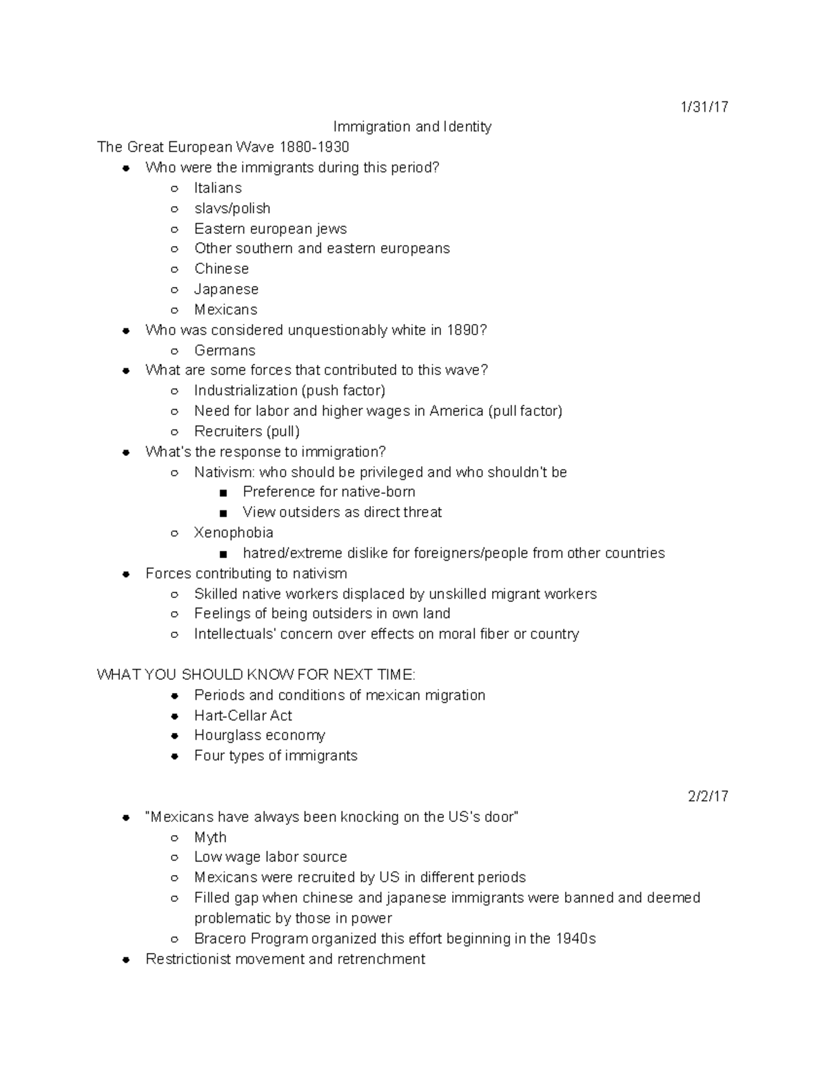 Soci160 - N/A - 1/31/17 Immigration and Identity The Great European ...
