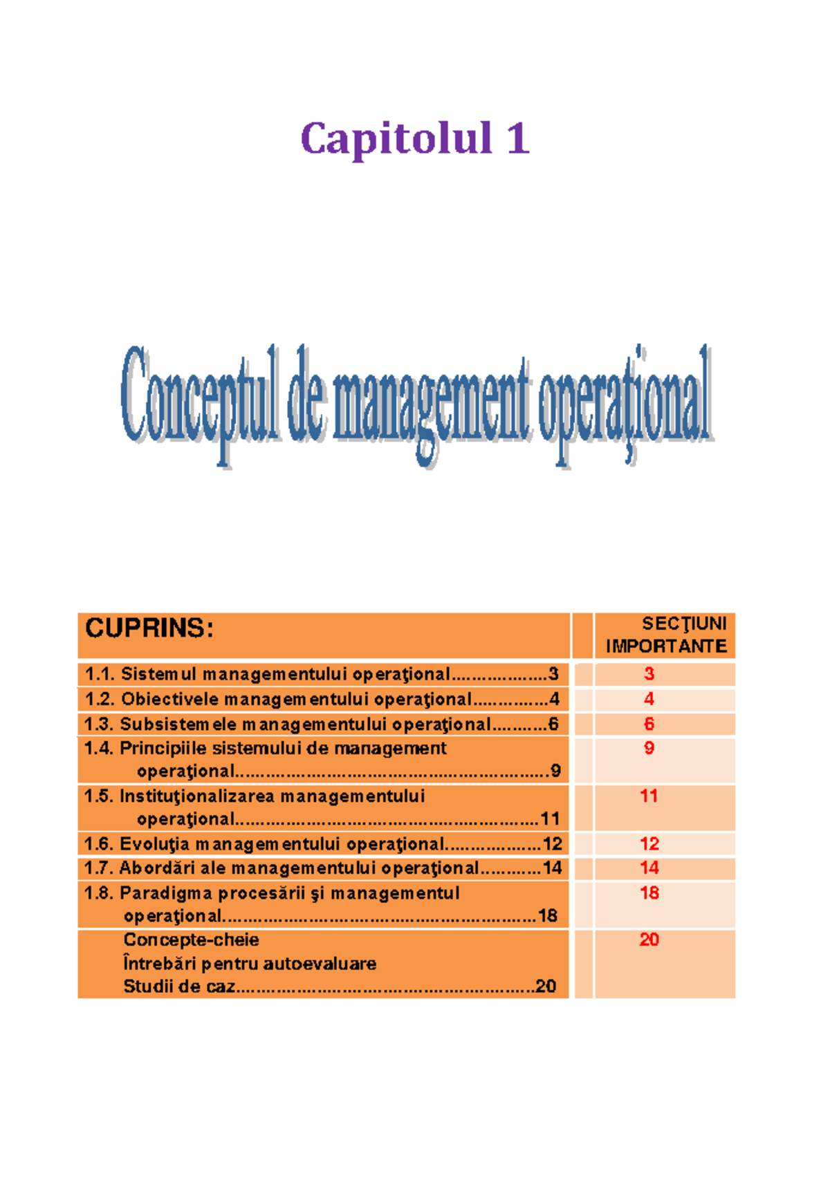 Combinepdf - Curs complet - Conceptul de management operaţional 1 Capitolul 1 CUPRINS: SECŢIUNI ...