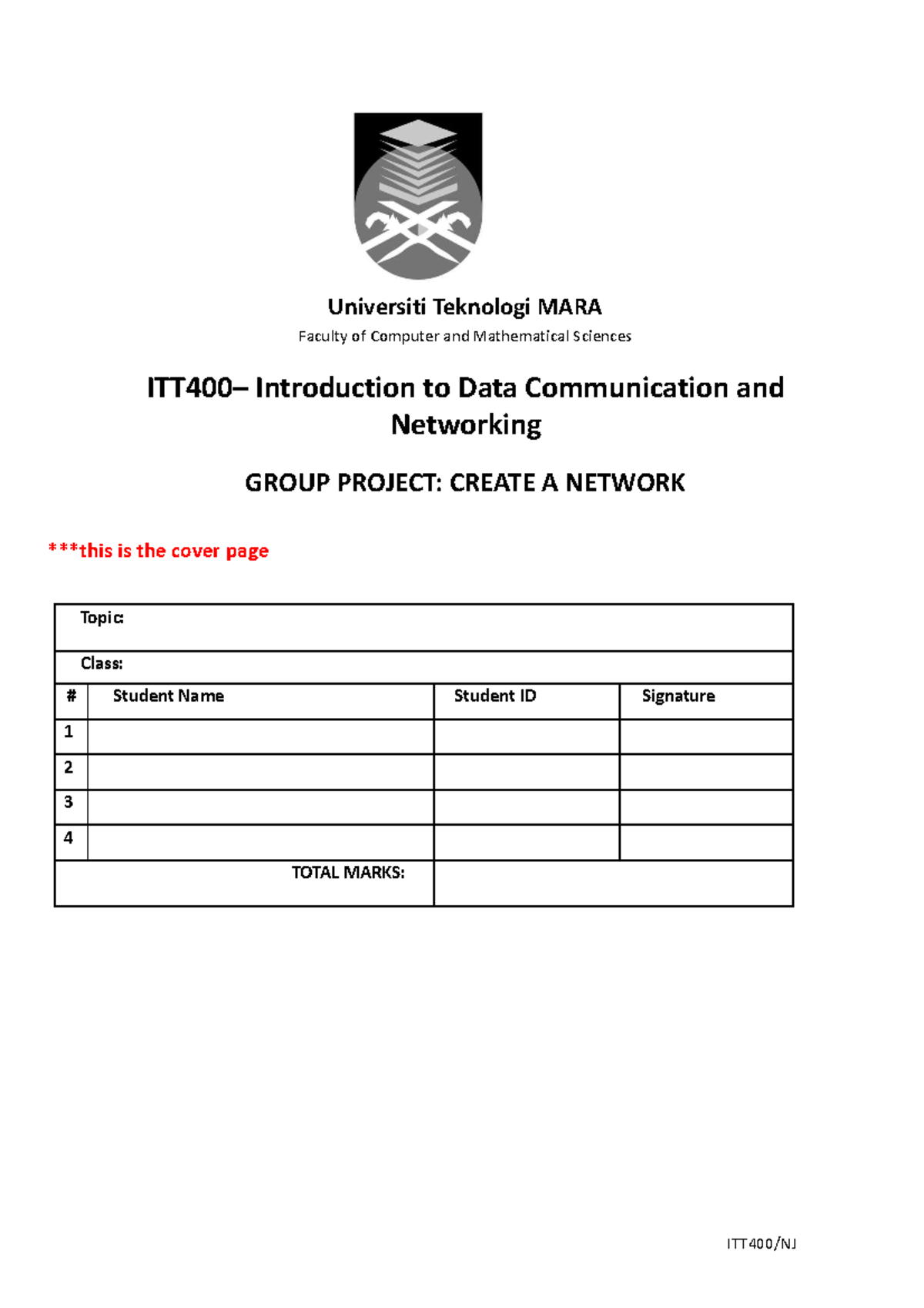 ITT400 Project march 2023-july 2023 - Universiti Teknologi MARA Faculty of Computer and ...
