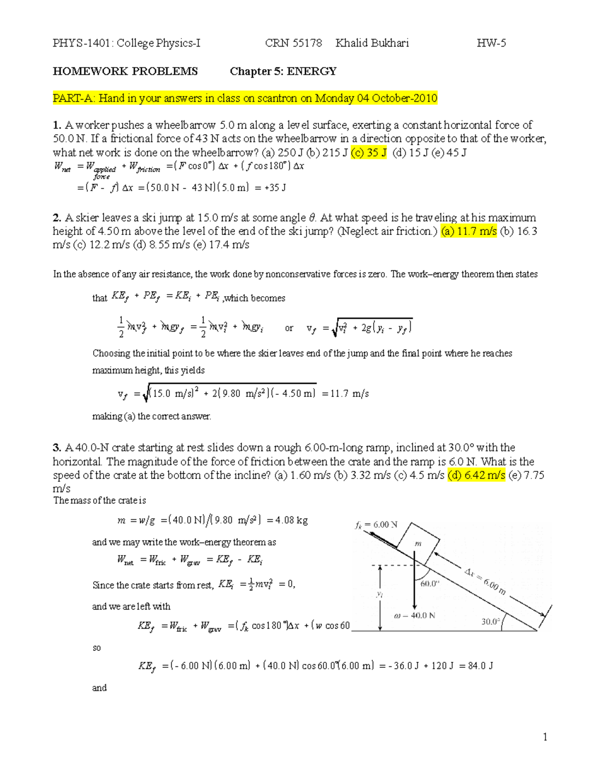 CP S HW ch 5 detailed - coursework - HOMEWORK PROBLEMS Chapter 5 ...