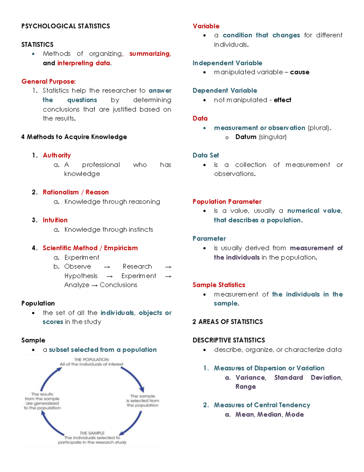 Stats-Prelims-Reviewer - PSYCHOLOGICAL STATISTICS STATISTICS Methods of ...