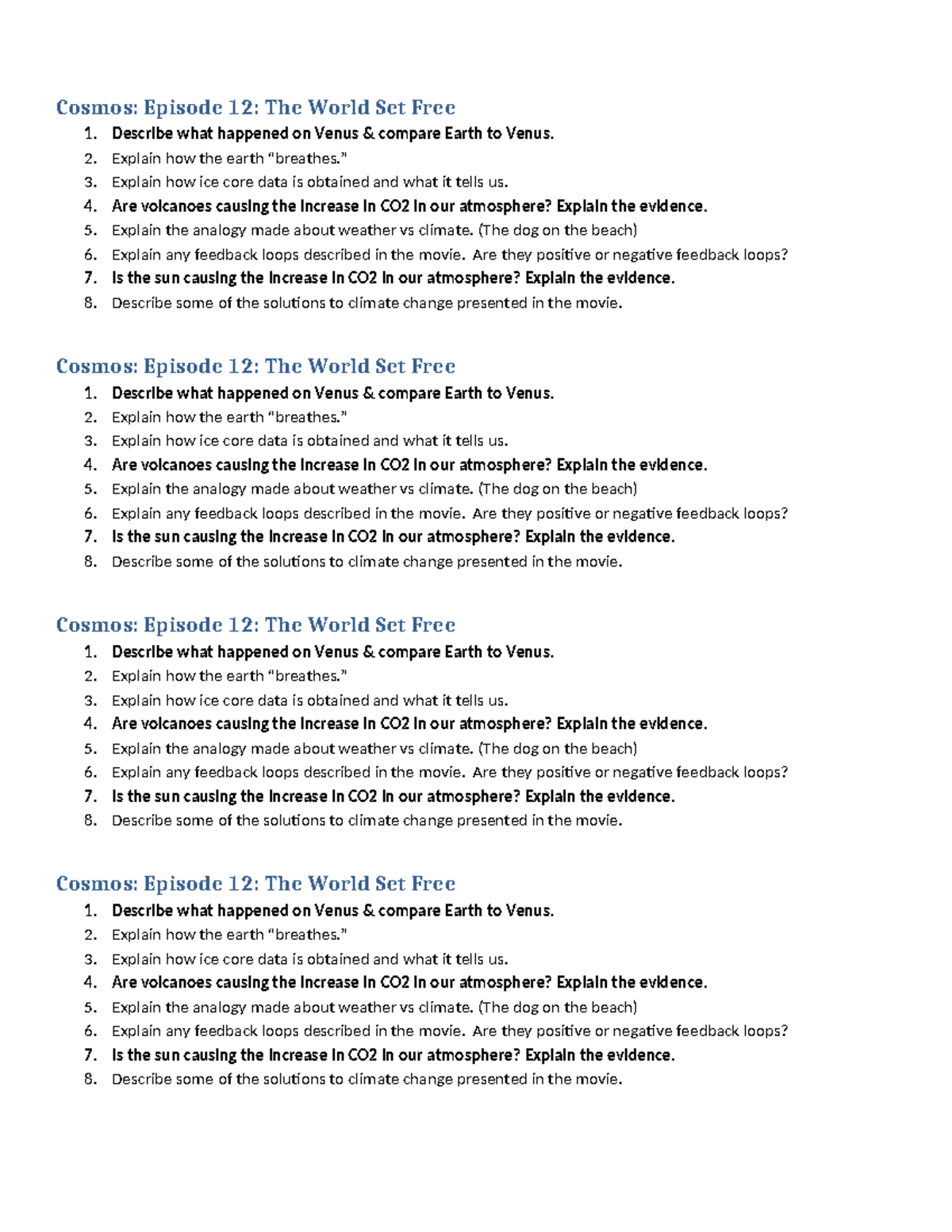 Cosmos questions - Notes for the video - Cosmos: Episode 12: The World ...