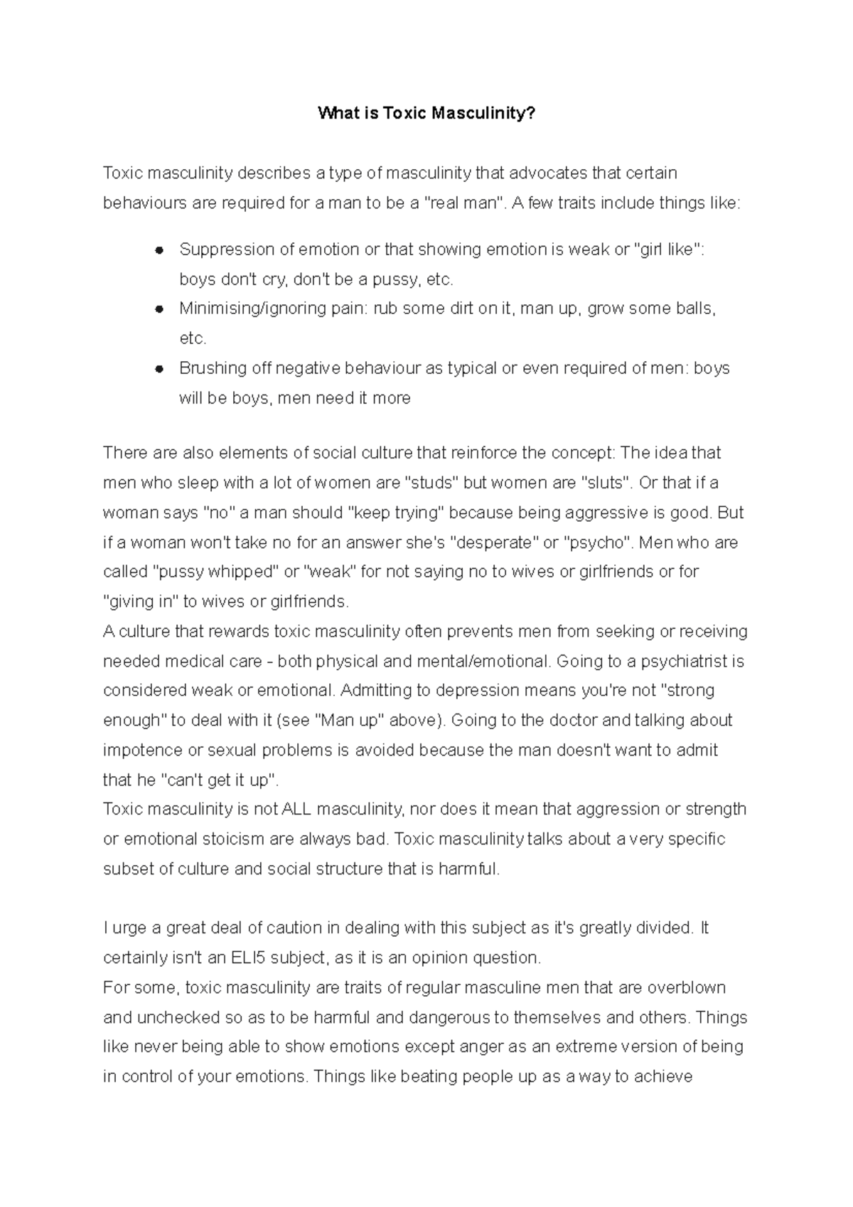 What is Toxic Masculinity - What is Toxic Masculinity? Toxic ...