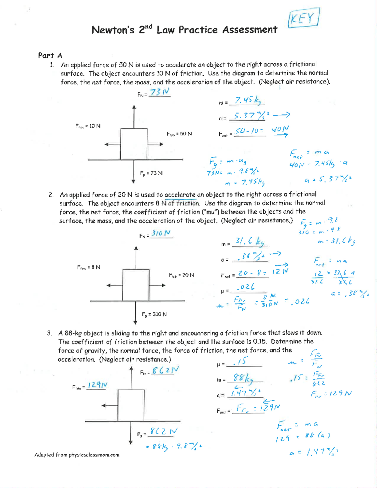 Newton's 2nd Law packet key - Studocu