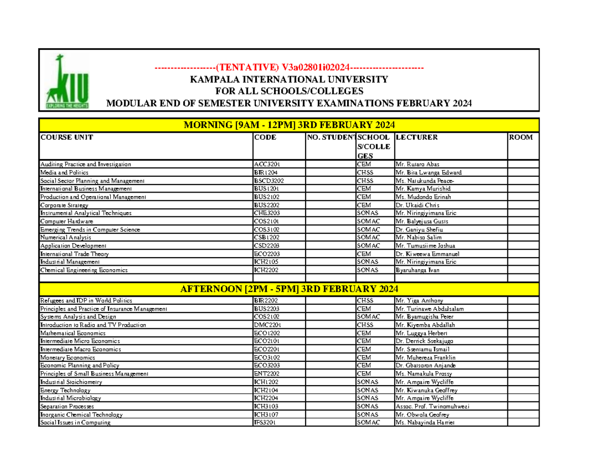 Update Modular Exam V3 - Lecture notes - COURSE UNIT CODE NO ...