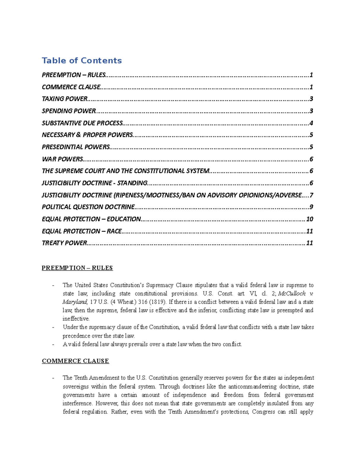 Pre-write con - pre writes - Table of Contents PREEMPTION – - Studocu