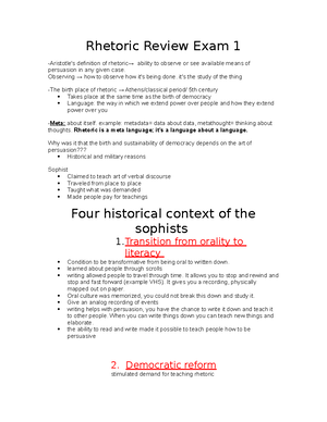 Rhetoric exam 2 content - Rhetoric exam two content — main topics of ...
