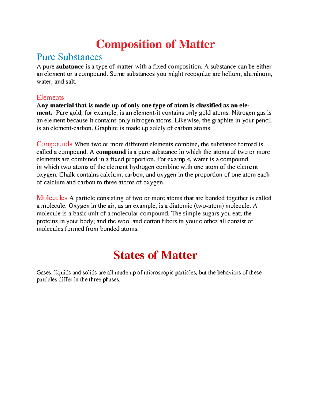 L6 Matter Composition - General Science for Business students ...