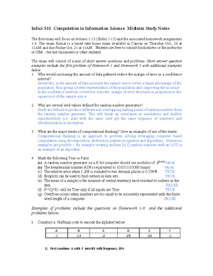 Comp Homework 4 - INFSCI 310 Computation in Information Science Homework 4 The table below shows ...