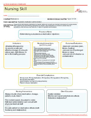 ATI ALT intramuscular med admin Skills complete - Indications Nursing ...