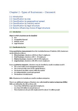 Chap 1 - Role of Business - classwork - Chapter 1 – Role of Business – Classwork 1 ...