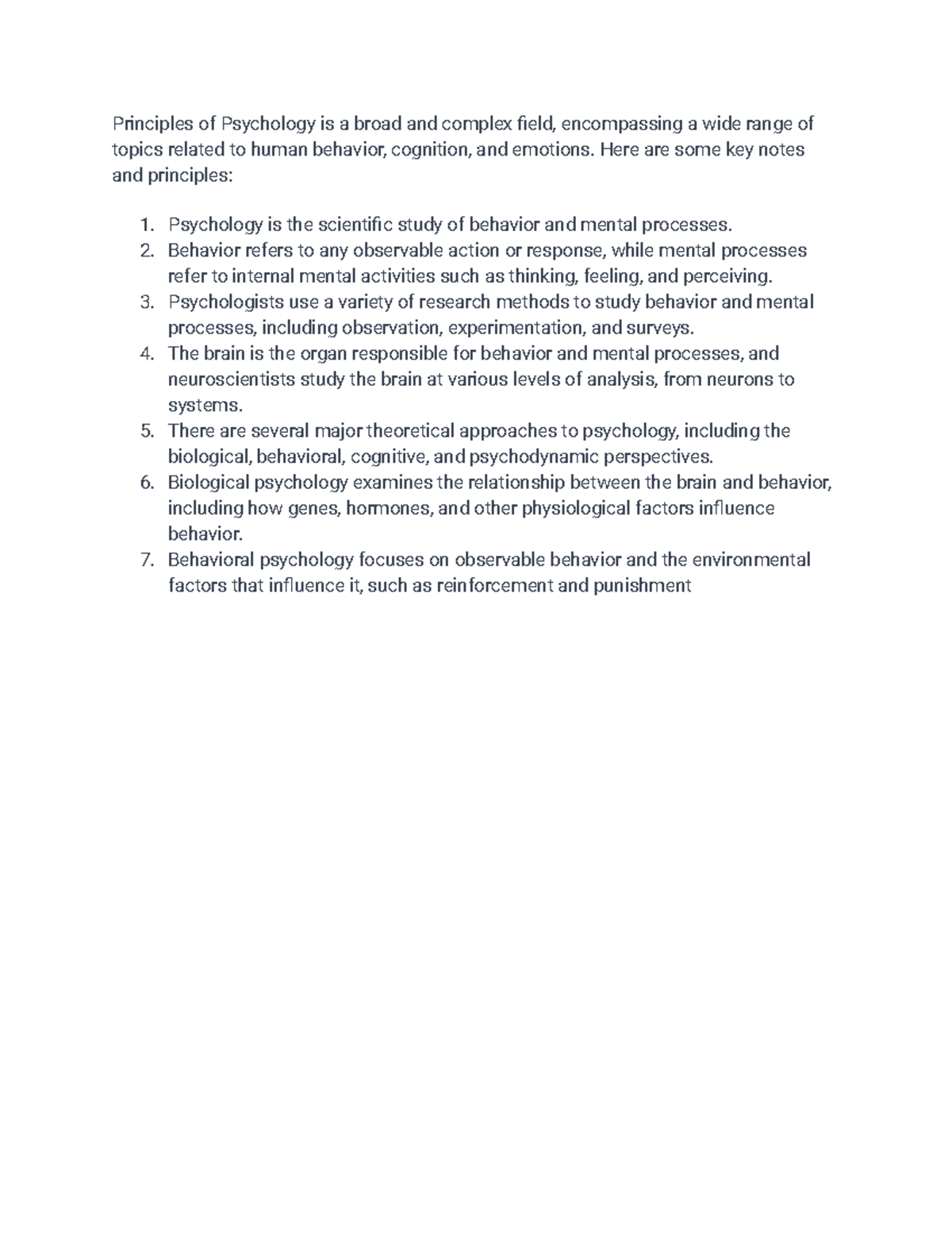 Principles of psychology basic notes - Principles of Psychology is a ...