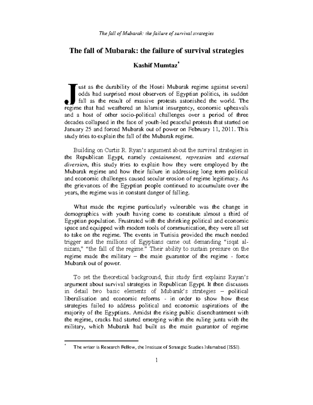 Arap Spring and its impacts to the Arap Society - The fall of Mubarak ...