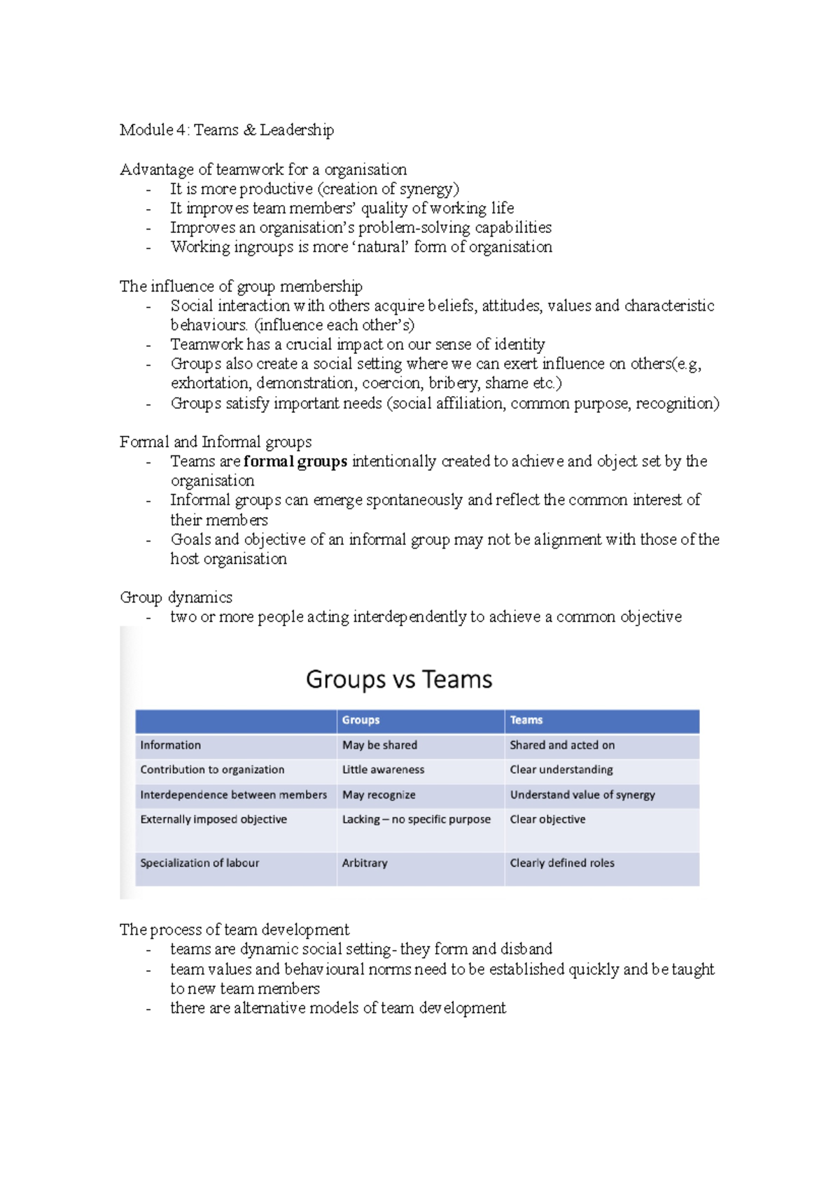 Module 4 - summer - Module 4: Teams & Leadership Advantage of teamwork ...