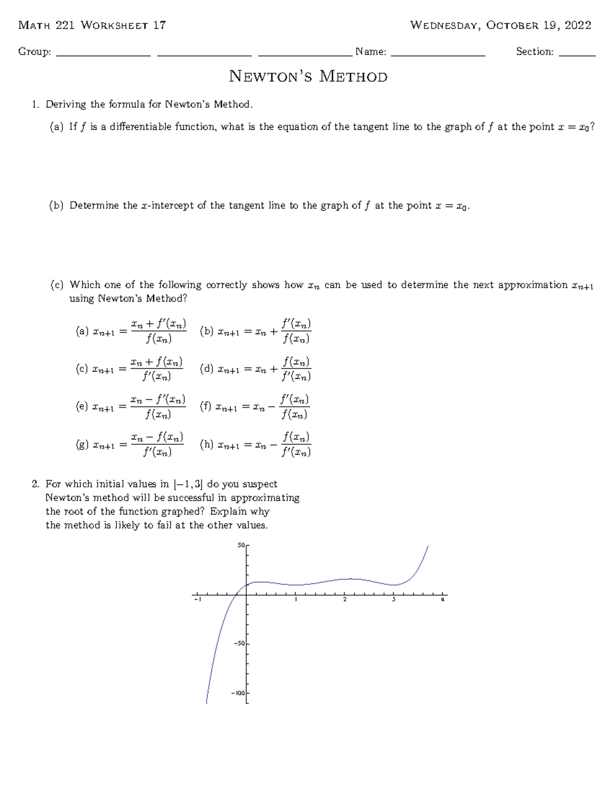 WS17 101922 - Newton's Method - Math 221 Worksheet 17 Wednesday ...