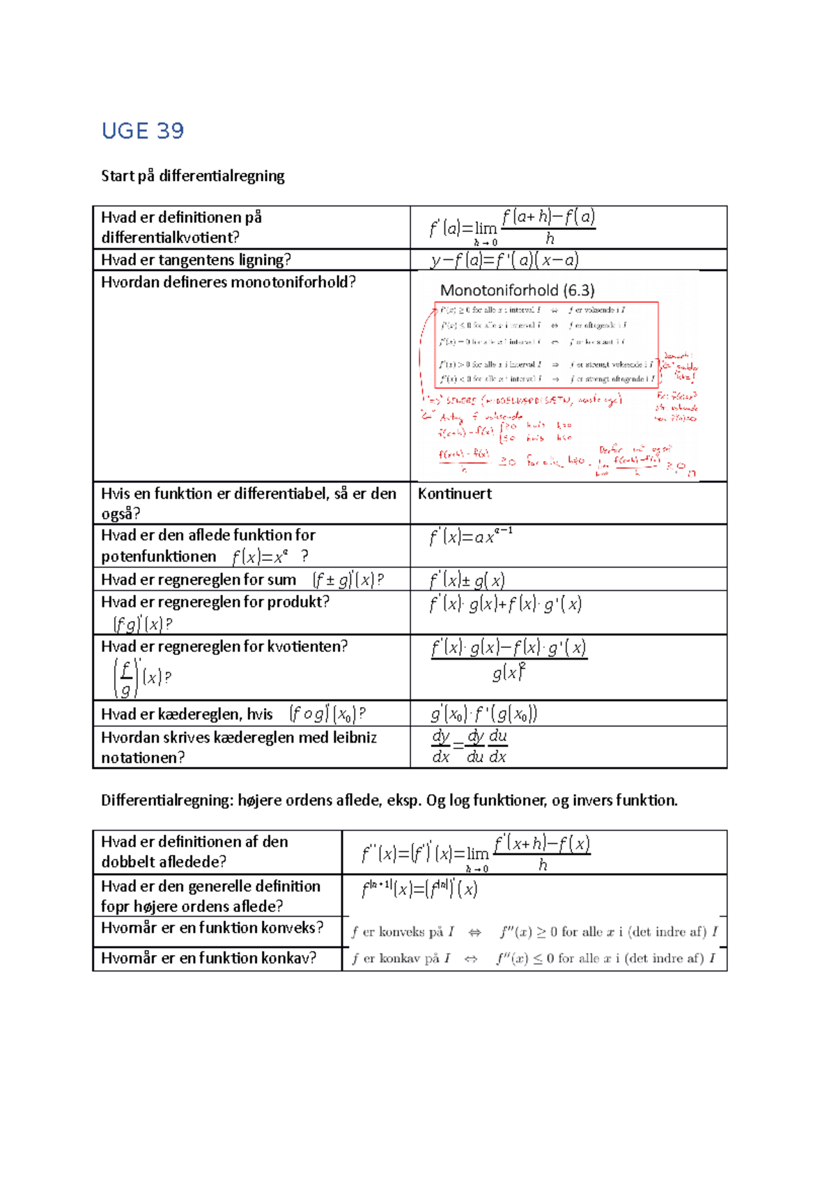 UGE 39 Mathematica for mathematica eksamen - UGE 39 Start på differentialregning Hvad er - Studocu