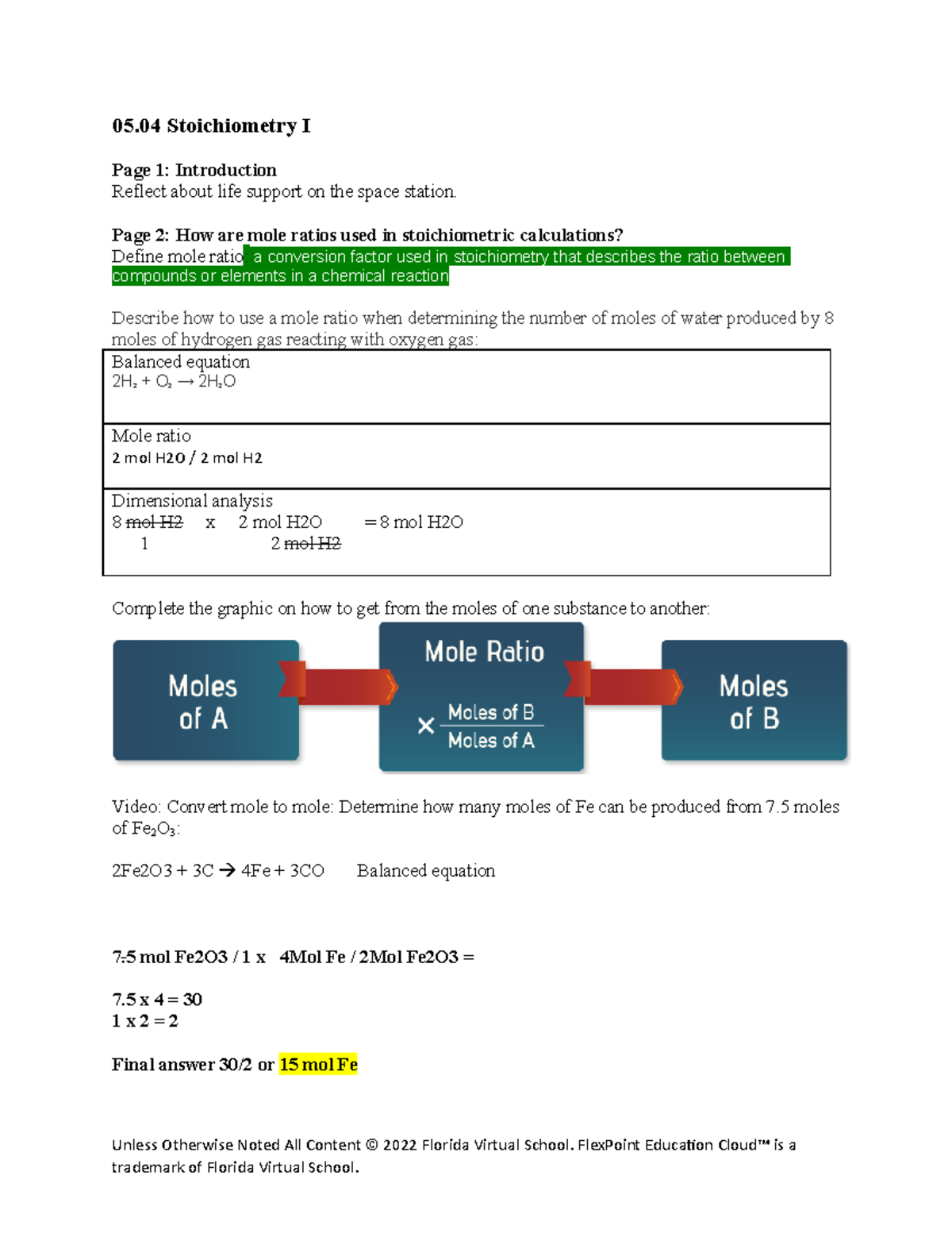 05 04 journal - Mrs newman notes - 05 Stoichiometry I Page 1 ...