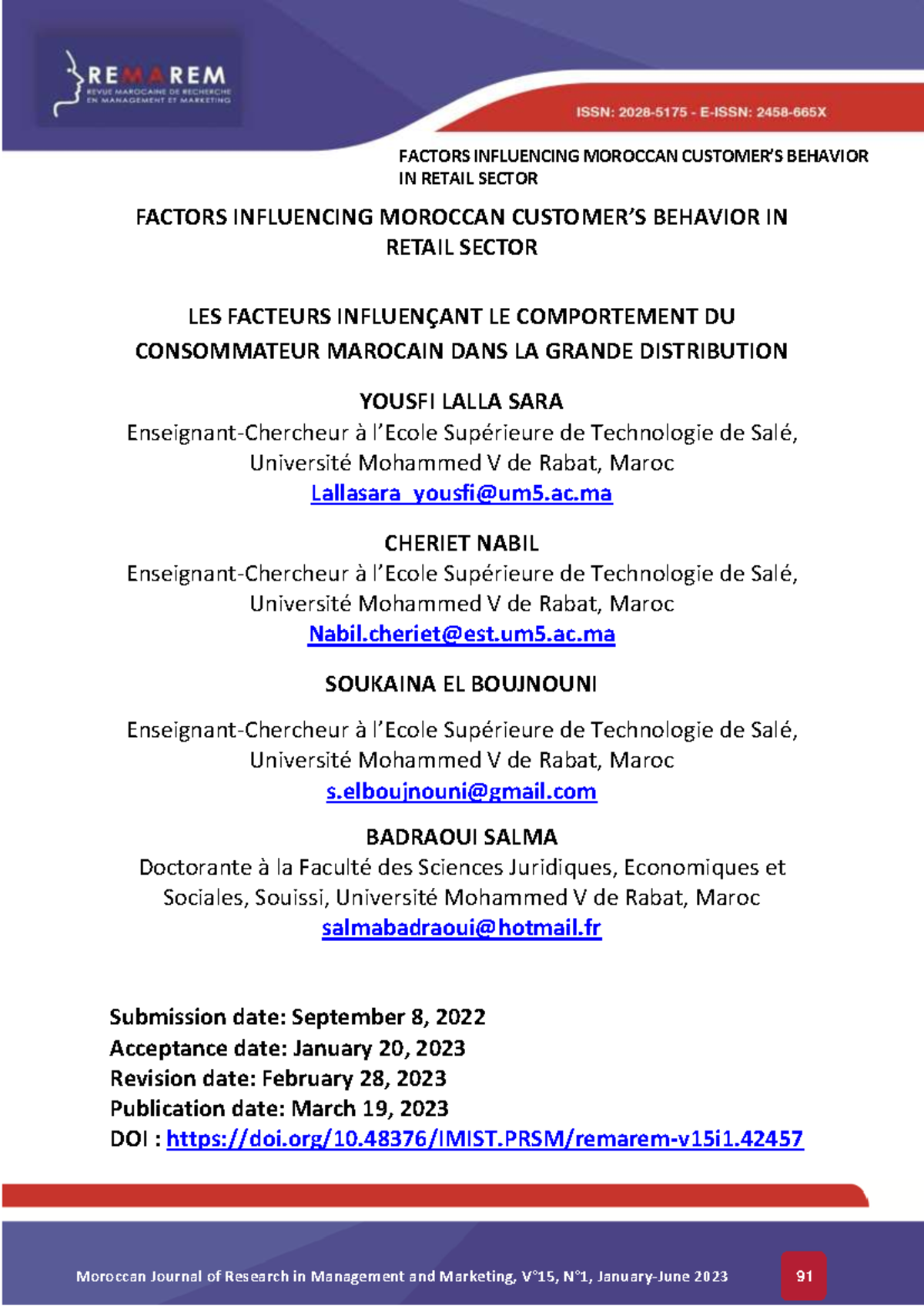 Sara,+ Article+5+ Yousfi+SARA - IN RETAIL SECTOR FACTORS INFLUENCING ...