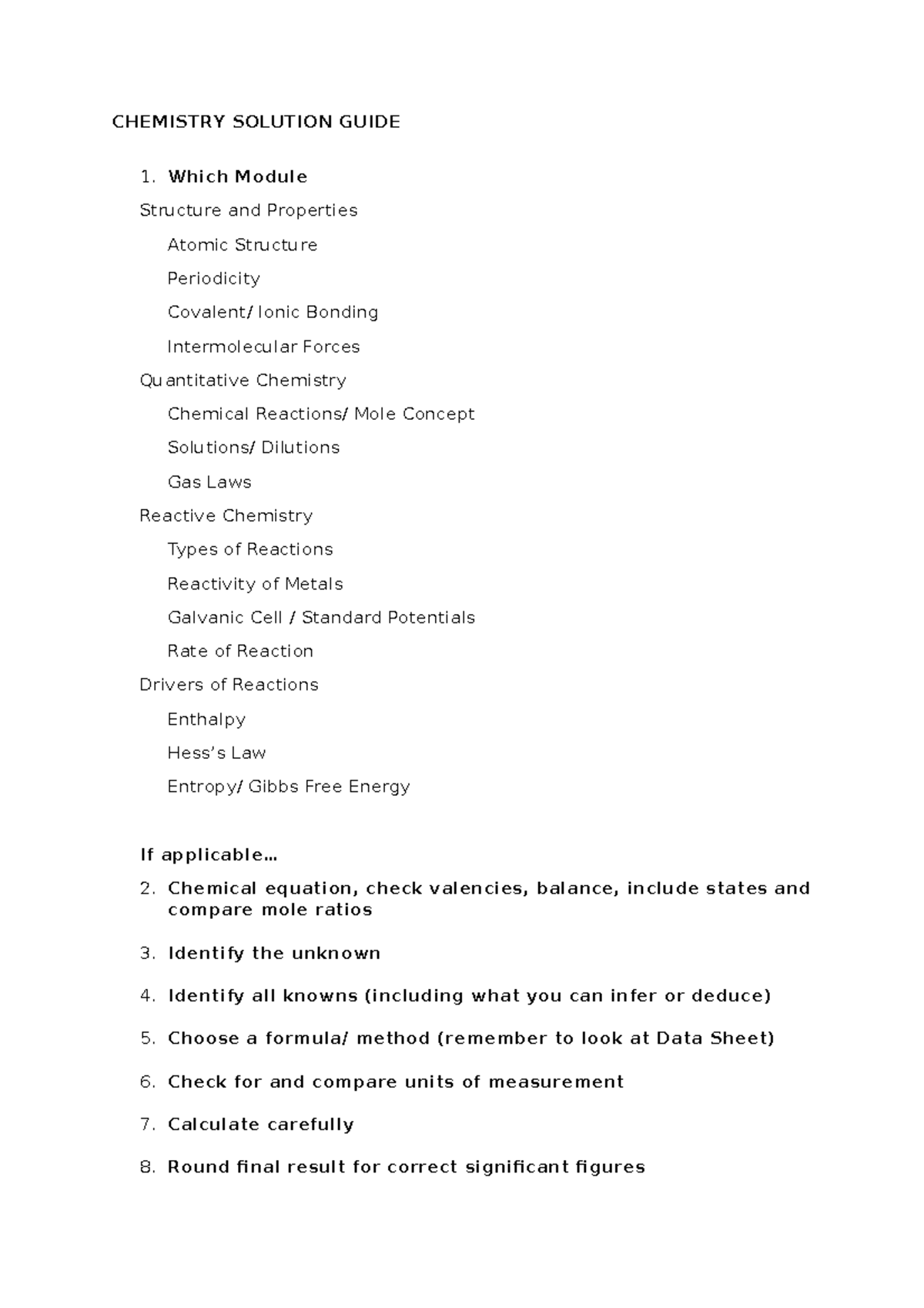 Chemistry Solution Guide - Studocu