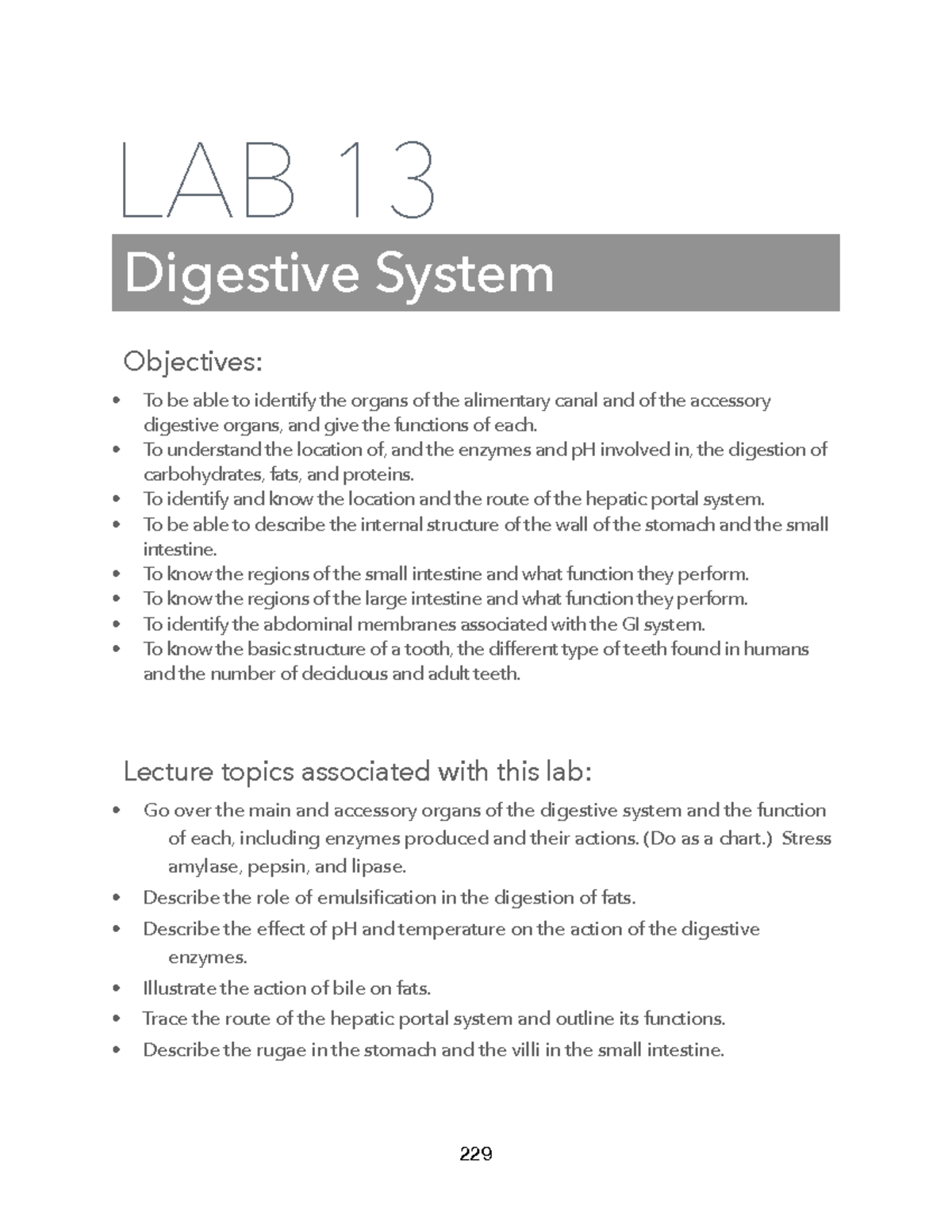 Lab Manual Lab 13 - Digestive System - LAB 13 Digestive System ...
