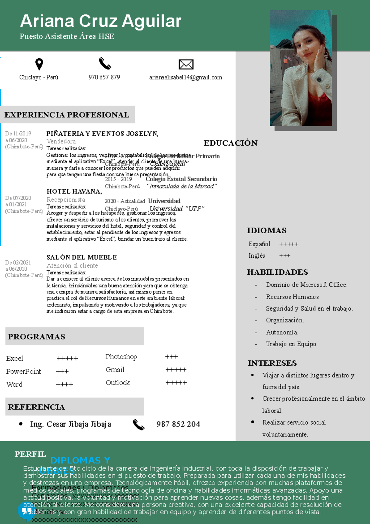 CV CRUZ Aguilar Ariana Alisabel Oficial CV - Puesto Asistente Área HSE ...