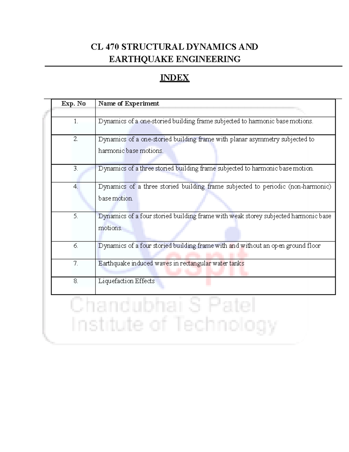 CL470 Exp Manual - practical experiemtns - CL 470 STRUCTURAL DYNAMICS ...