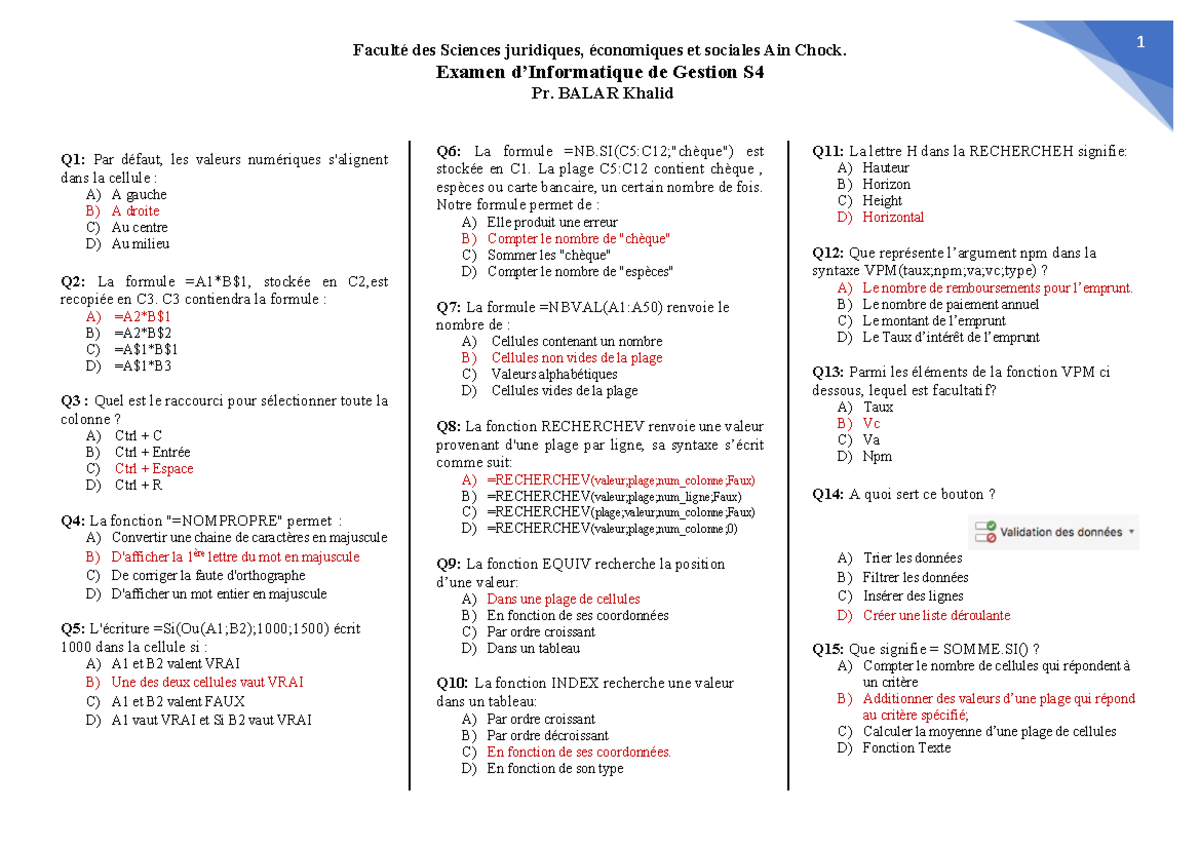 Examen Informatique de gestion S4 corrigé - Faculté des Sciences ...