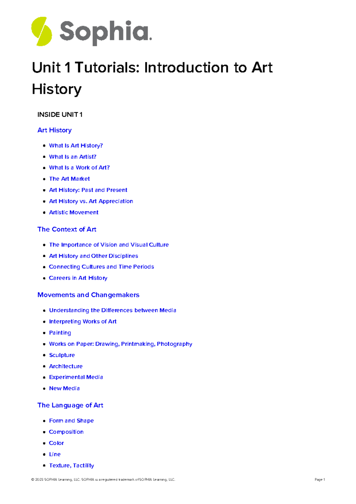 Unit 1 tutorials introduction to art history - Unit 1 Tutorials ...