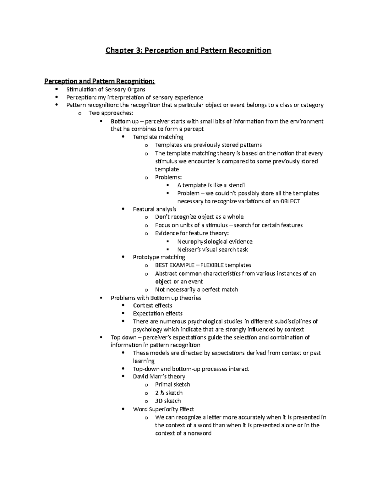 Chapter 3- Perception and Pattern Recognition - Chapter 3: Perception and Pattern Recognition ...