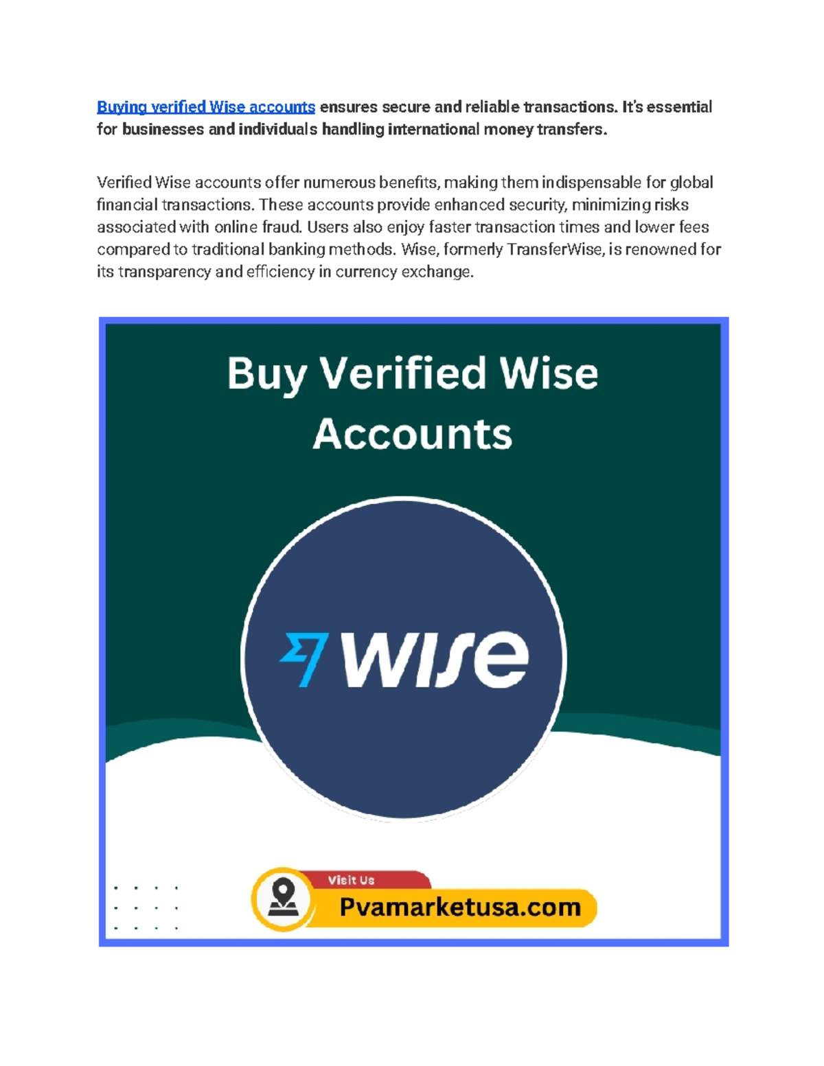 Buying verified Wise accounts - It’s essential for businesses and ...