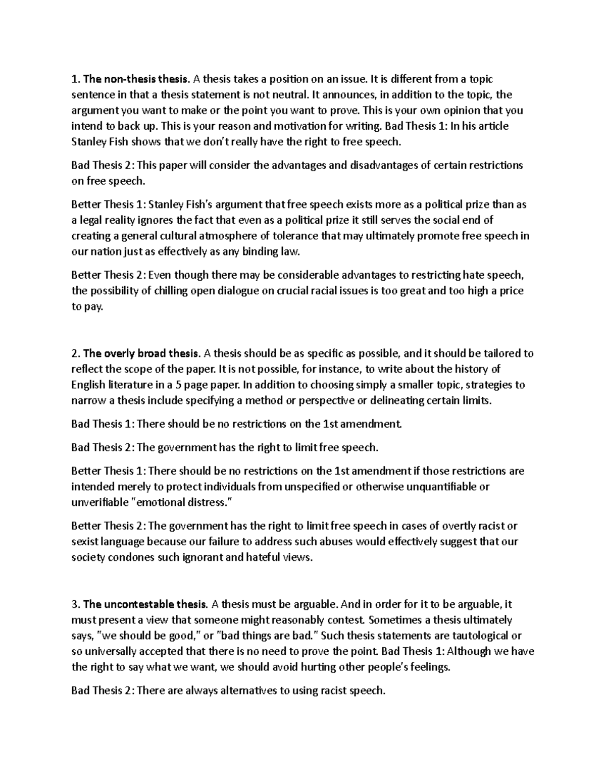 Common issues with Thesis statements - The non-thesis thesis. A thesis ...