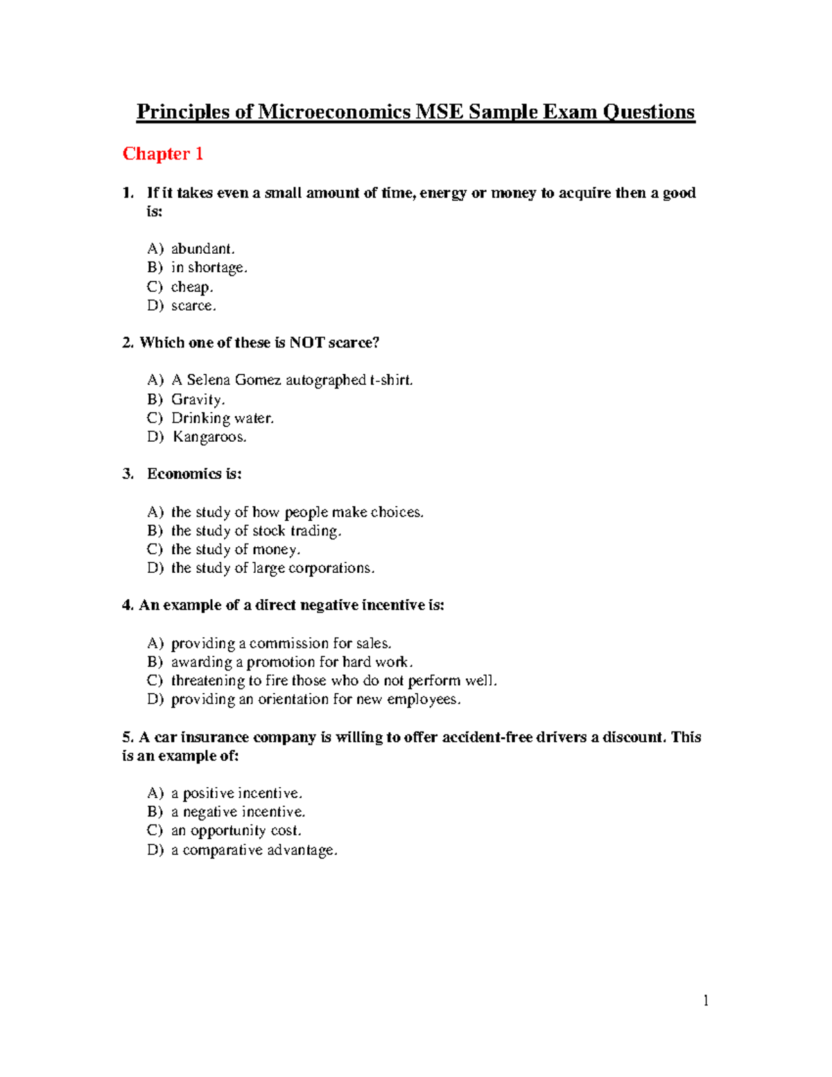Principles of Microeconomics MSE Sample Exam Questions Final-8 ...