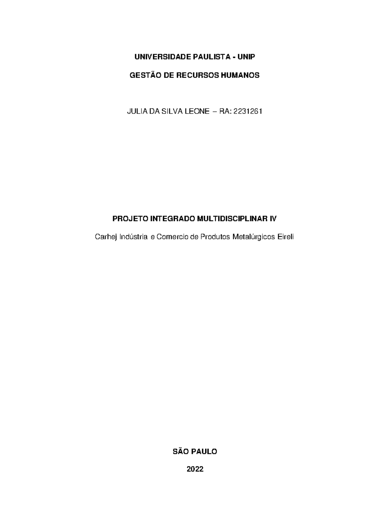 PIM 4 - Gestão de Recursos Humanos - UNIVERSIDADE PAULISTA - UNIP ...