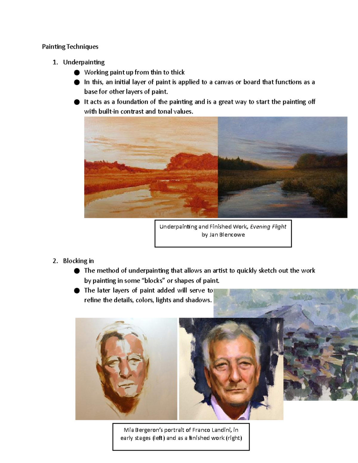 Painting techniques - Painting Techniques 1. Underpainting Working ...